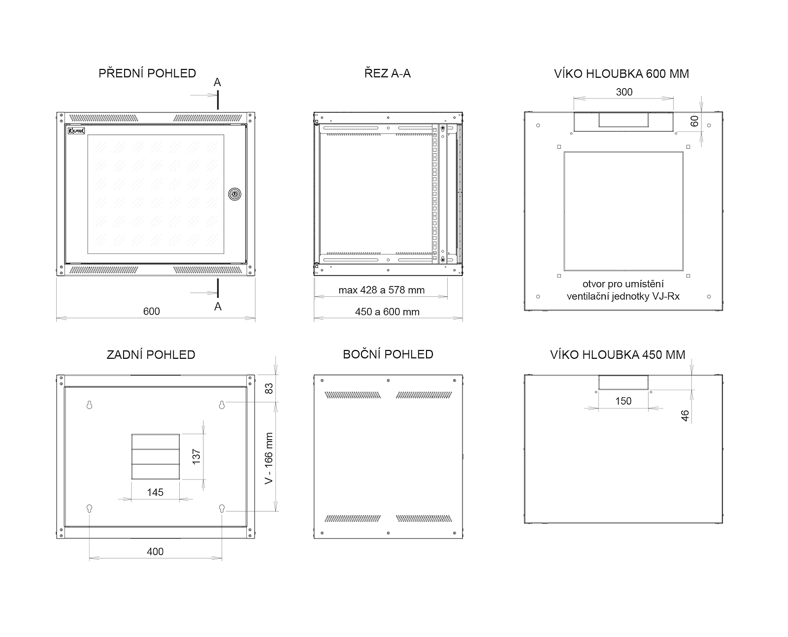 VIAKOM | Solarix Rozvaděč GrandN 9U 600mm se skleněnými dveřmi - RAL 7035